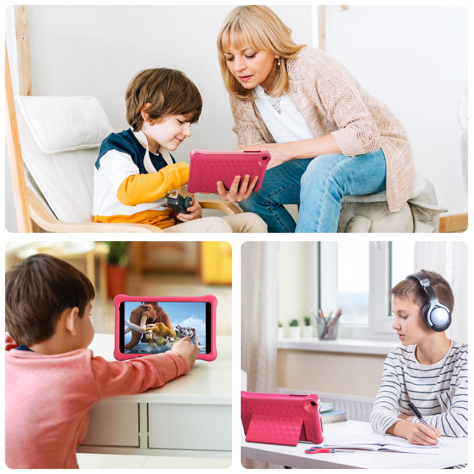 Cheerjoy Kids Tablet 8 inch Tablet for Kids 4000mAh 2GB+32GB HD 1280 * 800 Learning Kids Tablets with WiFi, Bluetooth, Dual Camera, Parental Control (Pink)