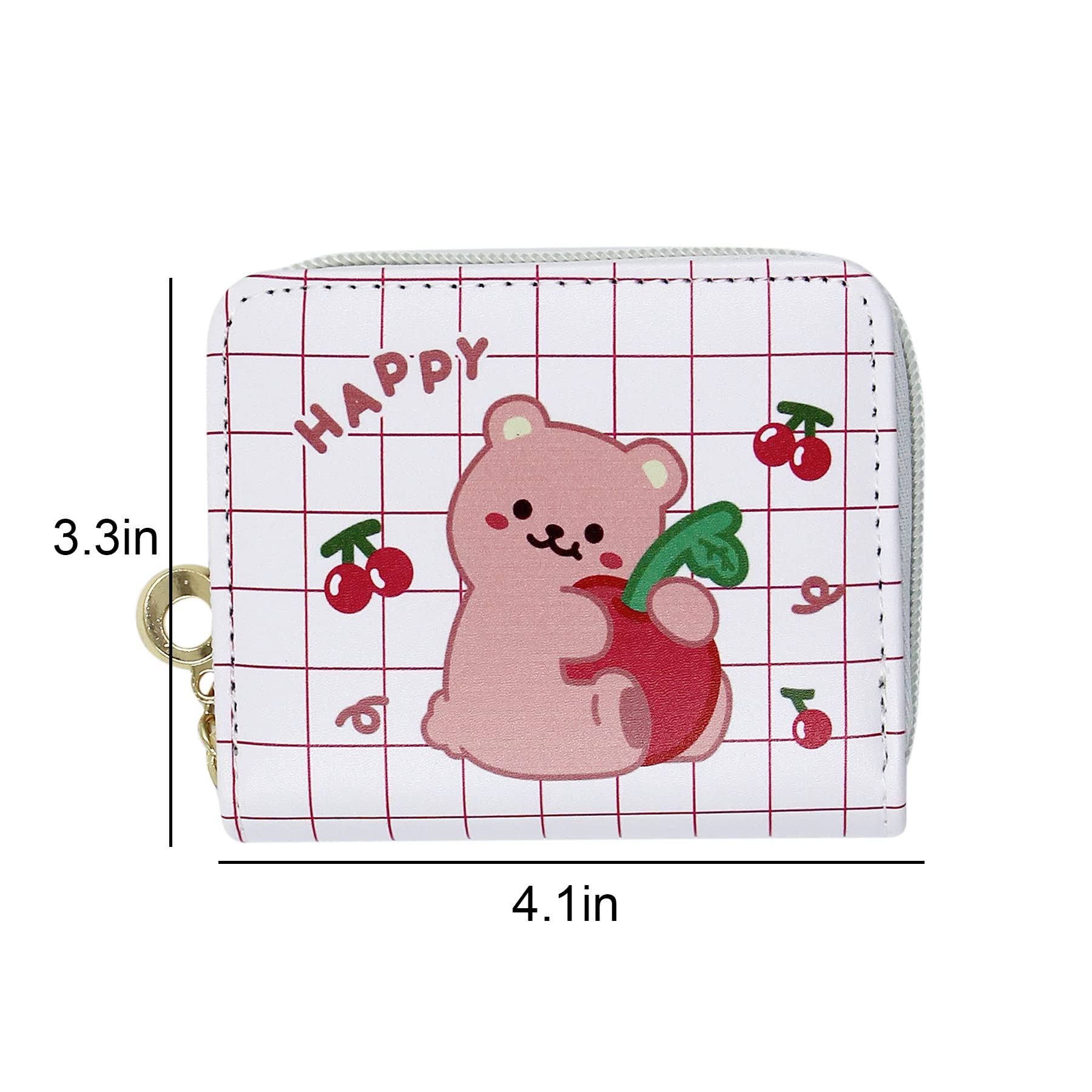 Cute Cartoon Print Slim Wallet for Women Credit Card Holder Small Zip-Around Coin Purse Card Case Organizer