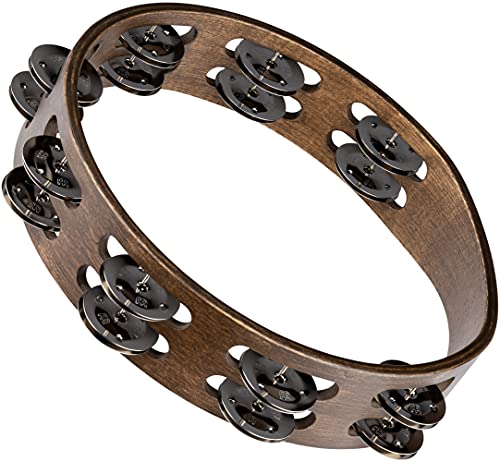 Meinl Percussion Traditional Wood Tambourine with Stainless Steel Jingles, Double Row — NOT Made in China — for All Musicians, 2-Year Warranty (TA2WB)