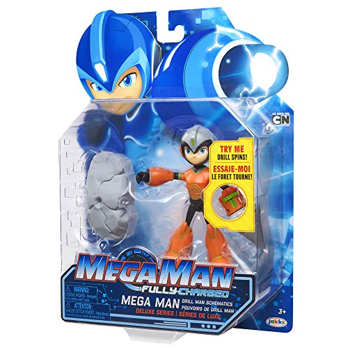Megaman Fully Charged β Deluxe Drill Man Schematics Articulated Action Figure with Spinning Drill and Break-Apart Boulder Accessory! Based on the new show!