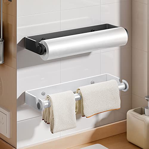 Lazysheep Paper Towel Holder Under Cabinet for Kitchen,Self Adhesive or Screw Mounting Paper Towel Holder,Wall Mount Paper Towel Holder Paper Roll Holder No Drilling Suitable for Kitchen Bathroom