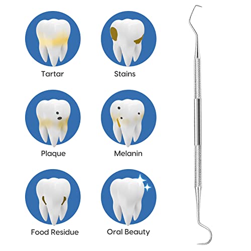 Professional Dental Tarter Scraper 100% Stainless Steel Double-Sided Hook & Angled Pick Wax & Clay Sculpting Tool (2PACK)
