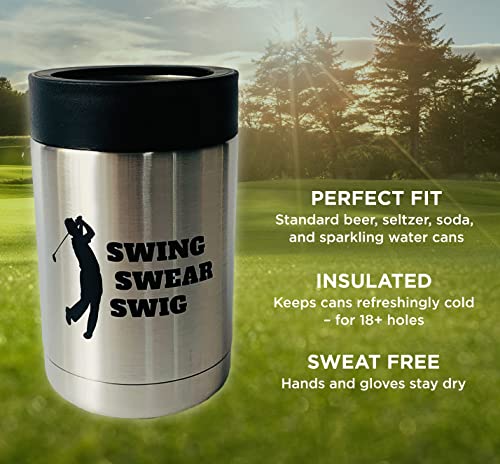 Golf Can Koozie - Funny Golf Gift - Stainless Steel Coozie for Beer, Hard Seltzer, Water, Soda