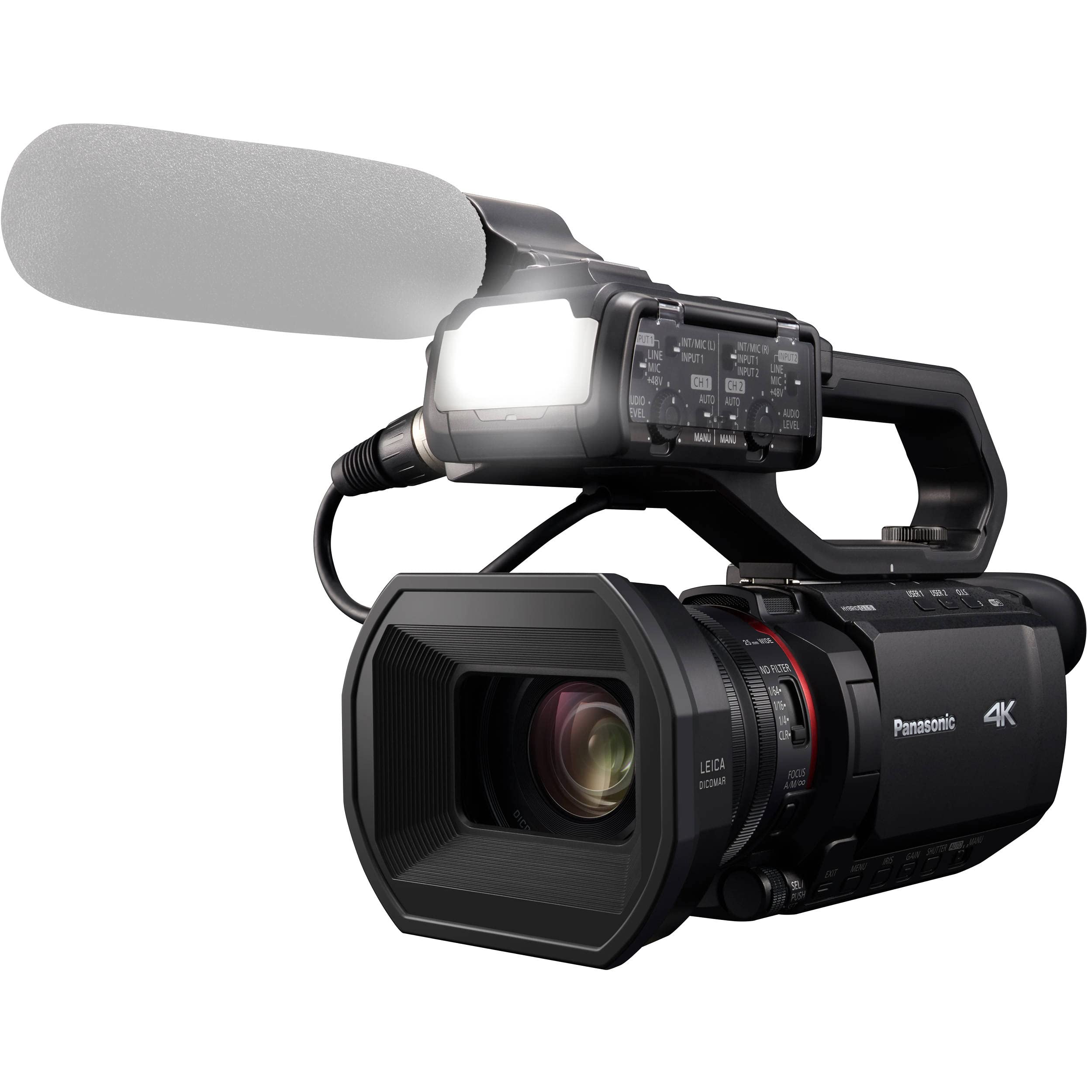 Panasonic HC-X2000 UHD 4K 3G-SDI/HDMI Pro Camcorder + 128GB Memory Card, Rechargeable 36 LED Light with Bracket, 6Ft. HDMI Cable & More (13pc Bundle), (PAHCX2000BB2)