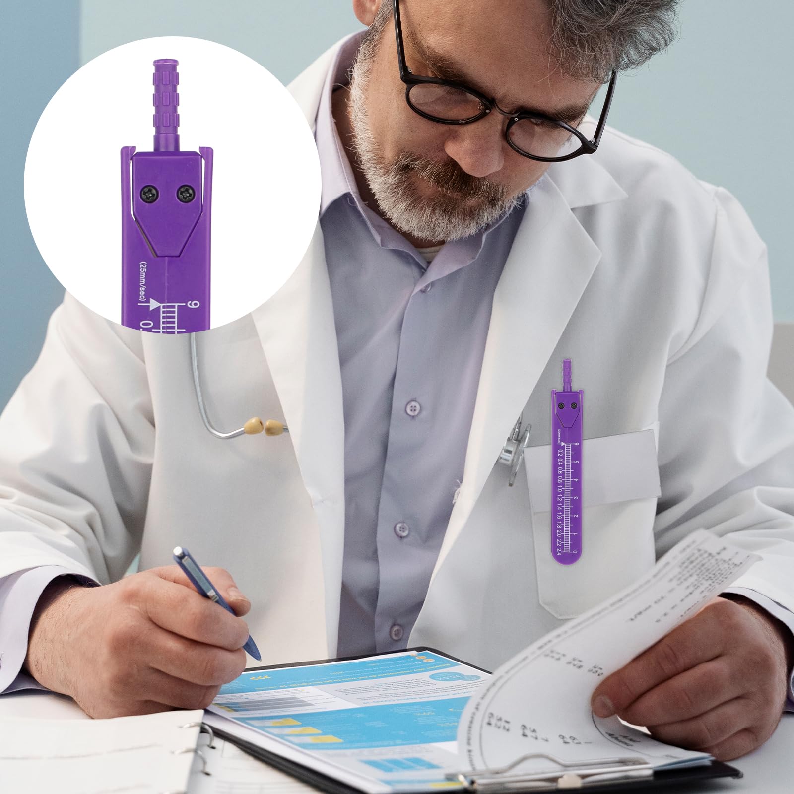 EKG Caliper ECG Caliper Electrocardiogram Divider for Nursing,Electrocardiographs Measuring Tool for Doctors, Nurses, Medical Student - Purple