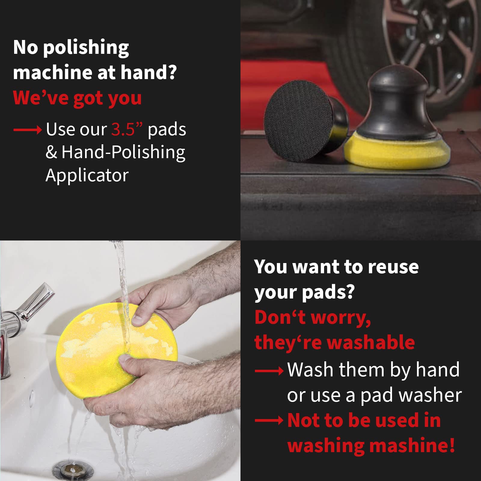 menzerna 3.5 Inch 2X Premium Polishing Pads Medium Cut for Medium Fine Polishing I Body Repair & Detailing Pads with Safety Edge & Velcro Attachment I Washable & Long Lasting