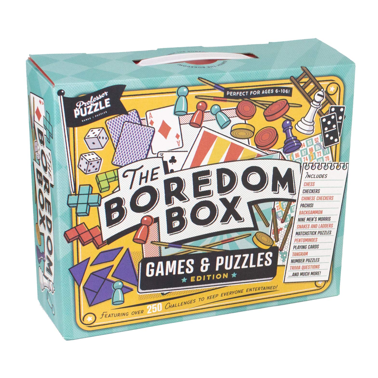 The Indoor Boredom Box - Huge Games & Puzzles Set - Over 250 Activities from Classic Board Games to lateral Thinking Puzzles