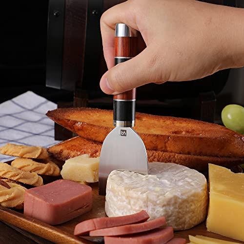 yq 3 Pieces Cheese Knives Set for Charcuterie Boards,Colorful Wooden Handle Cheese Knife Set for Soft Hard Cheeses,Parmesan Knife Cheese Cutter Serving Fork,Gift Box