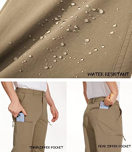 MAGCOMSEN Hiking Pants for Men Lightweight with Zipper Pockets Quick Dry Pants Men Travel Pants for Men Work Pants for Men Stretch Summer Pants for Men Black