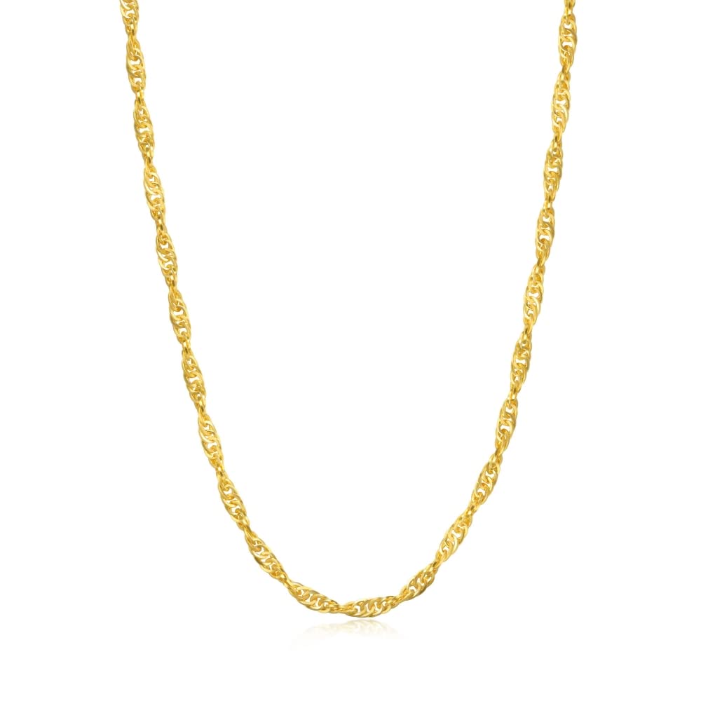 CHOW SANG SANG 999.9 24K Solid Gold Price-by-Weight Gold Twisted Chain Necklace 64425N (Approx. 0.20tael (~7.48g), 17.7 Inches, (45 CM))