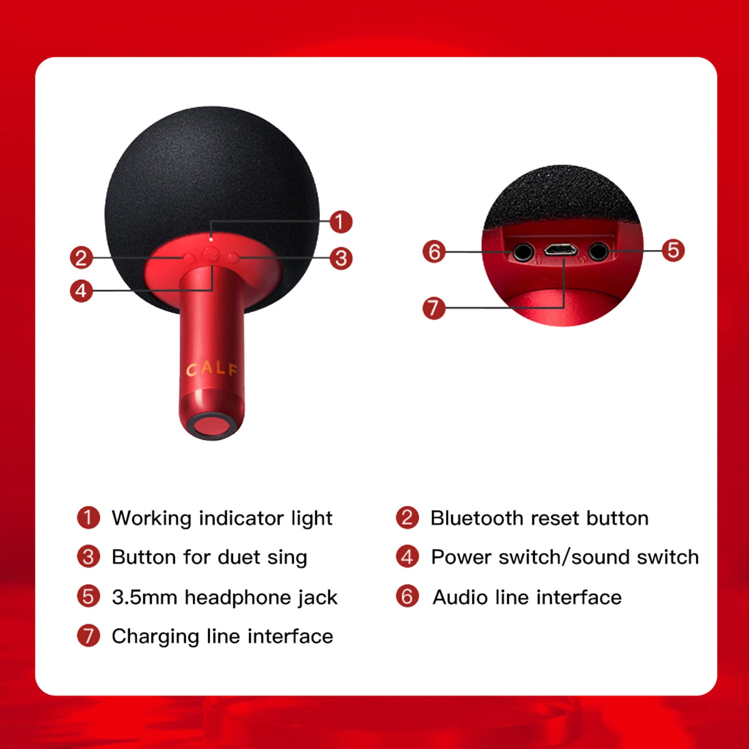 CALF Karaoke Microphone Wireless Bluetooth Changba Speaker Portable Mini Adults Entertainment Handheld Mic Speaker Singing Home KTV Party Indoor Electronic Gifts for Android iPhone Smartphones PC