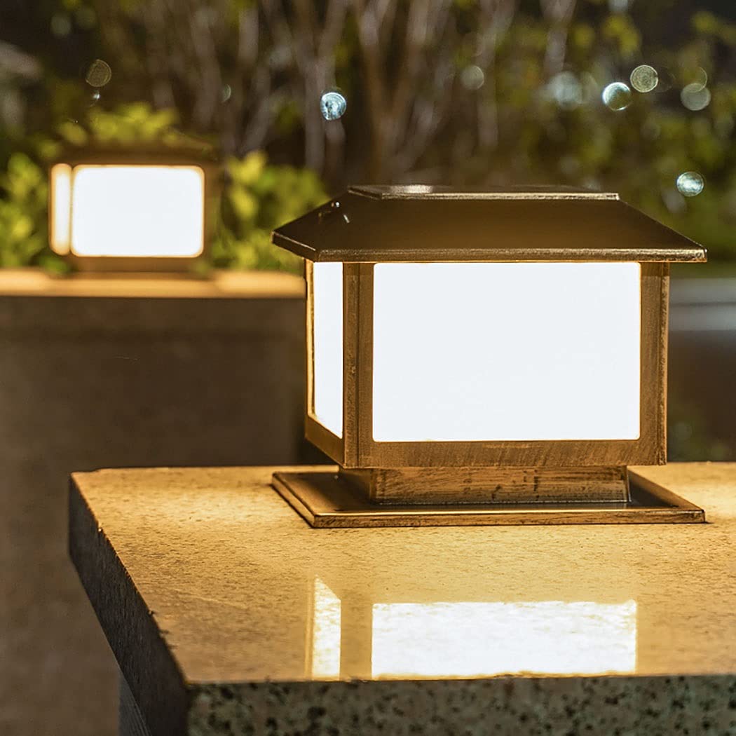 Solar Post Cap Lights Outdoor Aluminum LED Courtyard Villa Gate Pillar Lamp Household Gate Post Wall Lamp, Modern Simplicity Waterproof IP54 Patio Lamp Perfect For Home, Garden, Backyard, [Energy Clas