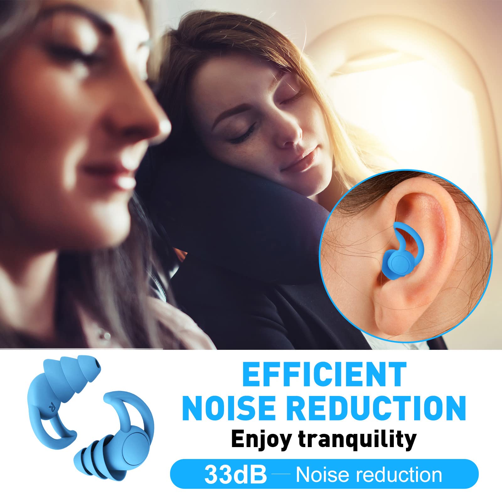 Ear Plugs for Sleeping Noise Cancelling,Noise Cancelling Ear Plugs, for Work, Travel, and All Loud Events,Blue