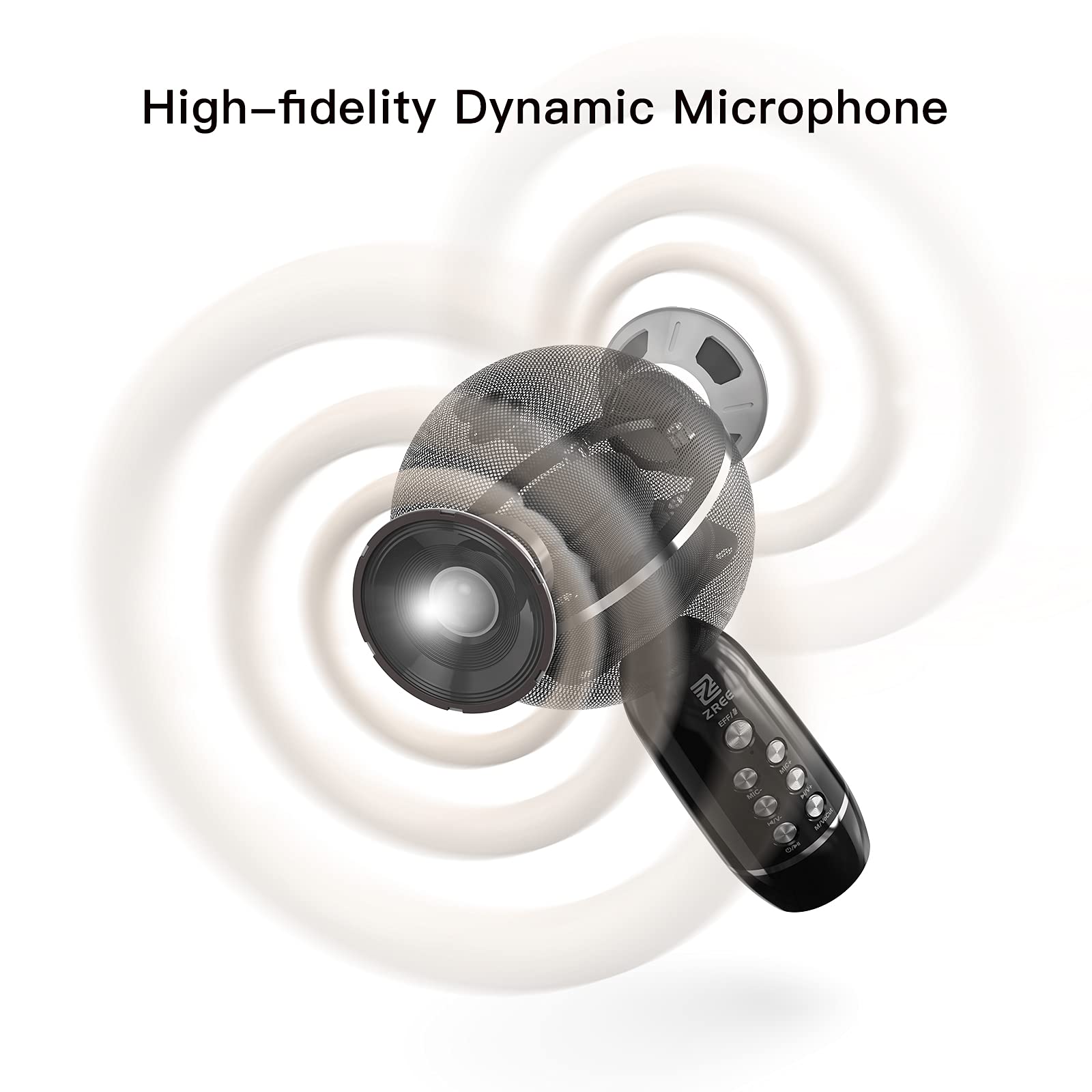 ZREE Bluetooth Karaoke Microphone for Kids and Adults Wireless Portable Handheld Mic Karaoke Machine with Speaker Singing Microphones for Carpool Journey Home Party(Black)