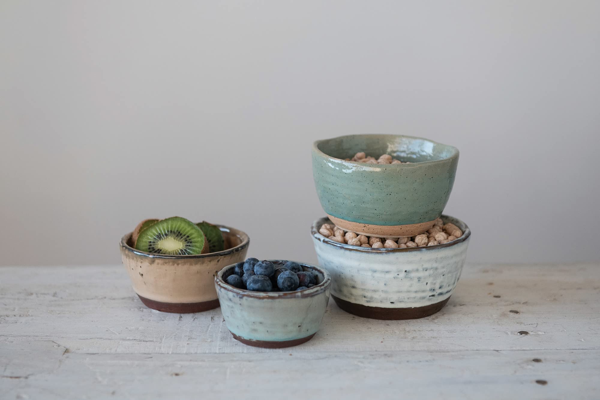 Creative Co-Op Stoneware Reactive Glaze Finish, Set of 4 Bowl, Multicolored, 4