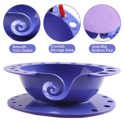 KOKNIT Yarn Bowl - PlasticYarn Bowls for Crocheting with Holes, Preventing Slipping and Tangles, Knitting Bowl Mothers Day Gift for Knitting Lovers