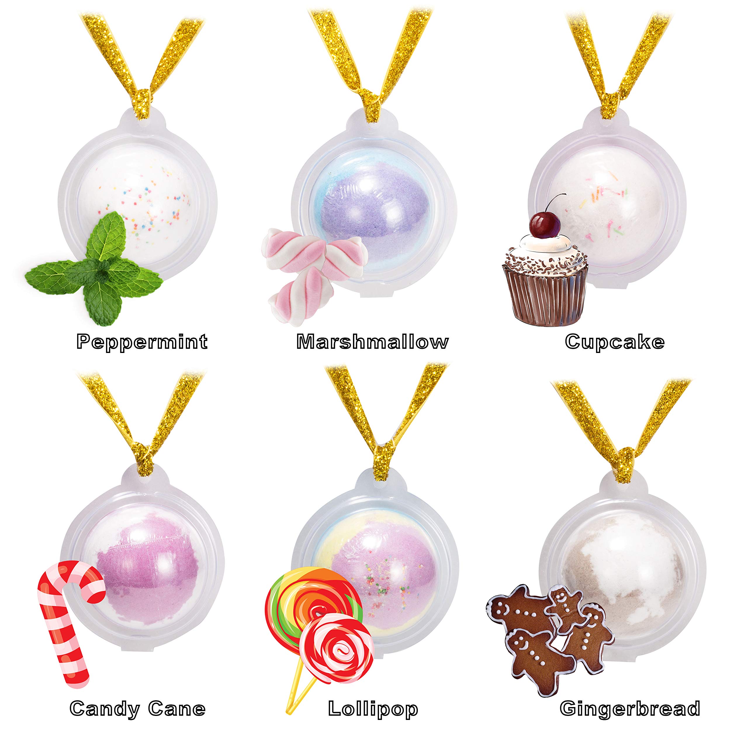 Christmas Bath Bombs with Assorted Toy for Kids, 6 Pack Bubble Bath Bombs with Surprise Inside, Natural Essential Oil SPA Bath Fizzies Set, Kids Christmas Basket Stuffers Birthday Gift Set