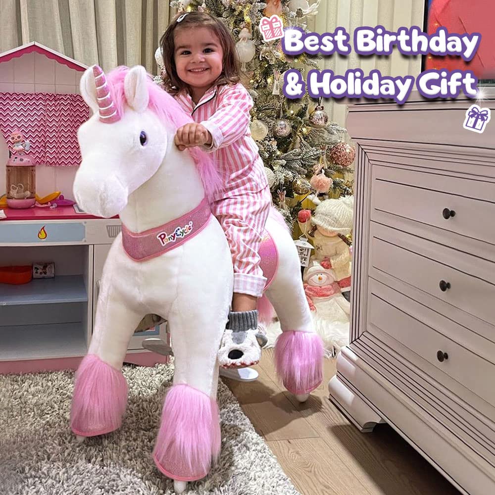 PonyCycle Ride On Unicorn Toys with Brake Classic Model U for Girls Giddy up Riding Pony Cycle (Pink, Size 3 for Age 3-5)