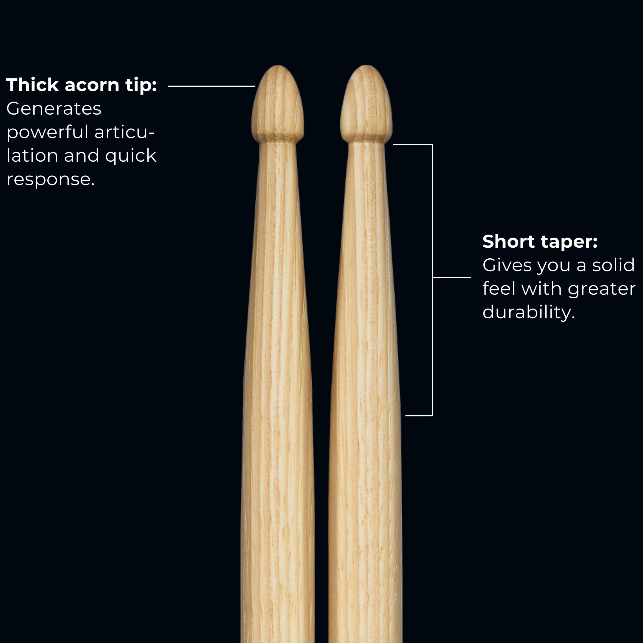 Meinl Stick & Brush Drumsticks, Heavy 2B-American Hickory with Acorn Shape Wood Tip-Made in Germany (SB110)