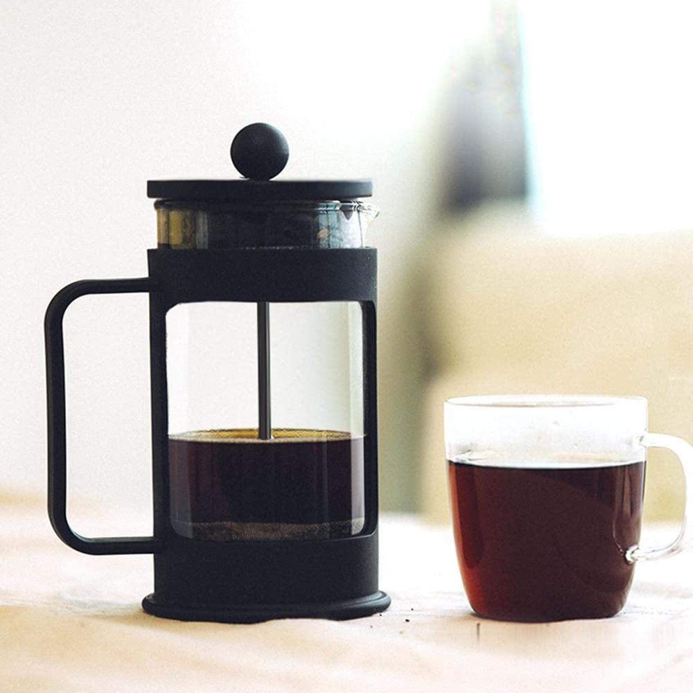 French Press Coffee Maker Espresso and Tea Maker with Triple Filters Stainless Steel Plunger and Heat Resistant Borosilicate Glass(350ml)