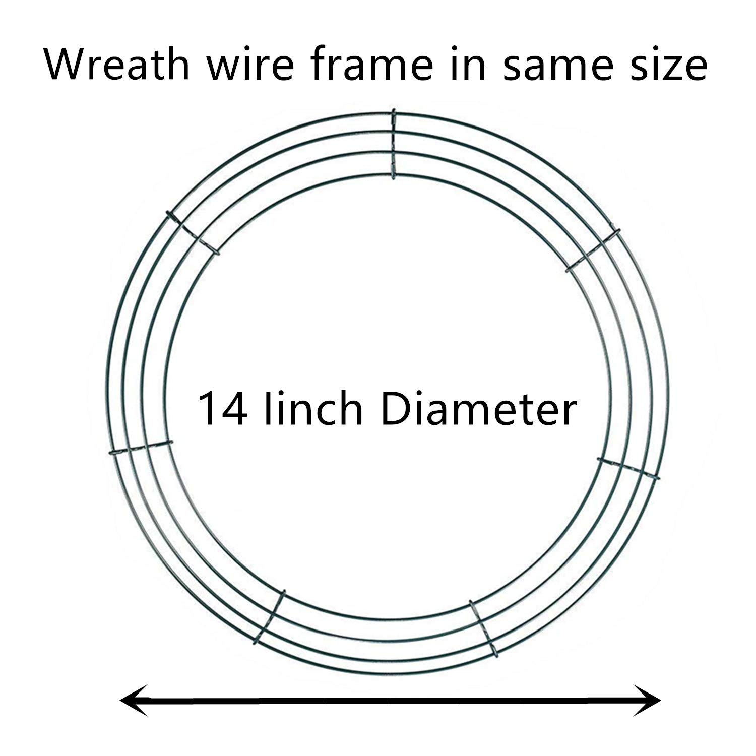 Poolan 3 Pack Dark Green Christmas Wire Wreath Frame 14 Inch Round DIY Craft Decoration Wire Wreath for Christmas Wedding Holidays Valentines Garden Home Party Decorations