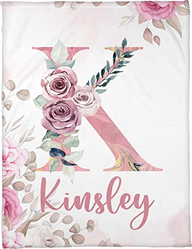Zocoshi TeeWarrior Personalized Baby Blankets, Custom Baby Blanket - Baby Blanket with Name for Girls, Best Gift for Baby, Newborn Floral Plush Fleece (30x40)