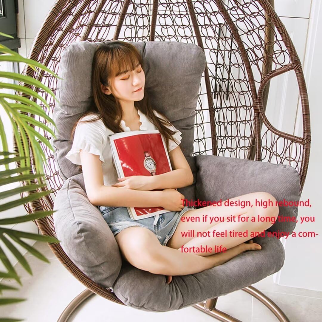 Eoieov Hanging Egg Chair Cushions,Removable Swing Cushion Replacement,Indoor/Outdoor Swing Chair Cushion,Soft Hanging Egg Hammock Chair Seat Pads,Black Removable.45 * 20"