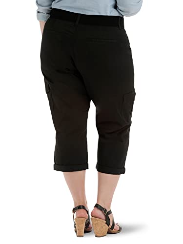 Lee Women's Size Relaxed Fit Austyn Knit Waist Cargo Capri Pant, Black, 24 Plus