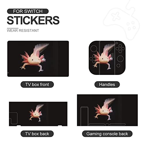 Cute Newt Axolotl Decal Stickers Cover Set Full Wrap Skin for Switch Protection Faceplate Sticker for Switch