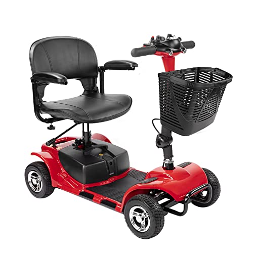 Cebihy 4 Wheel Mobility Scooter, Electric Power Mobile Scooters for Seniors Adult with Lights Collapsible and Compact Duty Travel Scooter w/Basket and Extended Battery