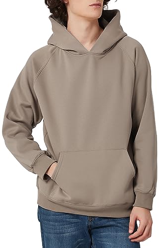 FLYCHEN Men's Solid Color Loose Hoodie Hip Hop Couples Long Sleeve Unisex Sweatshirt Khaki XL