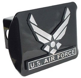 MVP Accessories US Air Force Wings Black Metal Trailer Hitch Cover with Metal Logo