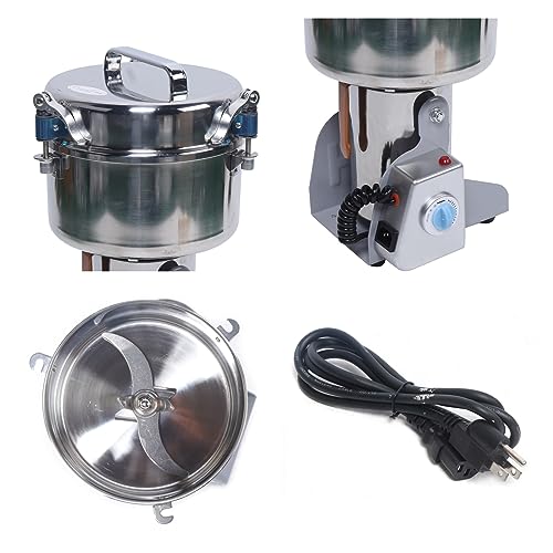 Grain Grinders, 2000g 110V Commercial Electric Herb Mills Spice Grinder Stainless Steel Food Grinding Machine 270° Swing Type Power Mill & Grinder for Coffee Bean Nut, 60-350 Mesh Degree of Crushing