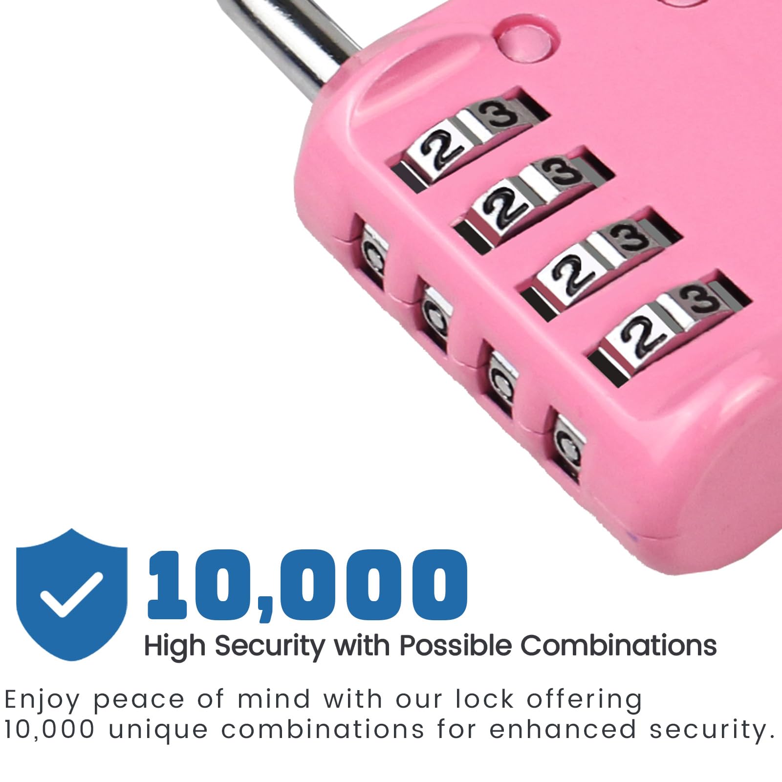 RESET-060 4 Digit Combination Lock Outdoor Padlock for School Gym Sports Locker Fence Toolbox Gate Suitcase Hasp Pink