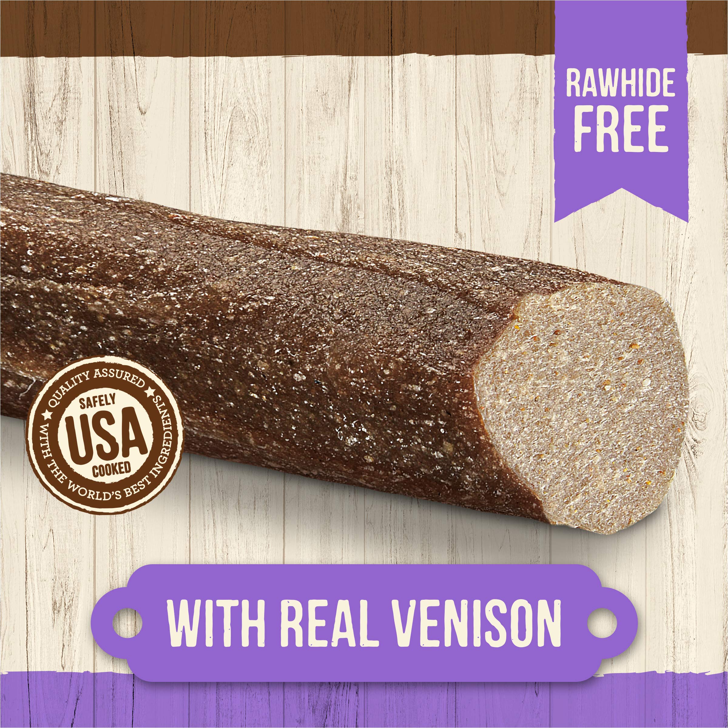 Merrick Natural Cuts Chicken Free Non Rawhide Medium Dog Treats, Hard Texture Chew Sticks With Venison - 4 ct. Pouch