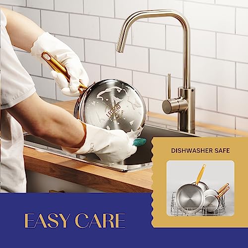 Legend 14 pc Copper Core Stainless Steel Pots & Pans Set | Pro Quality 5-Ply Clad Cookware | Professional Chef Grade Home Cooking, All Kitchen Induction & Oven Dishwasher Safe | PFOA, PTFE & PFOS Free