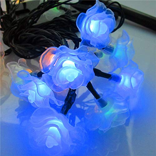 Solar String Lights 20/30/50/100LED Solar Rose String Lights Starry FairyWaterproof for Christmas Outdoor Indoor Gardens Homes Wedding Holiday Party (Emitting Color : White)