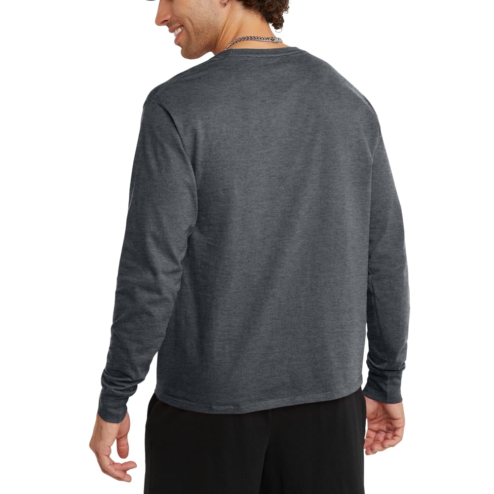 Champion Men's Classic Long Sleeve Tee, Forest Peak Green Script, X-Large