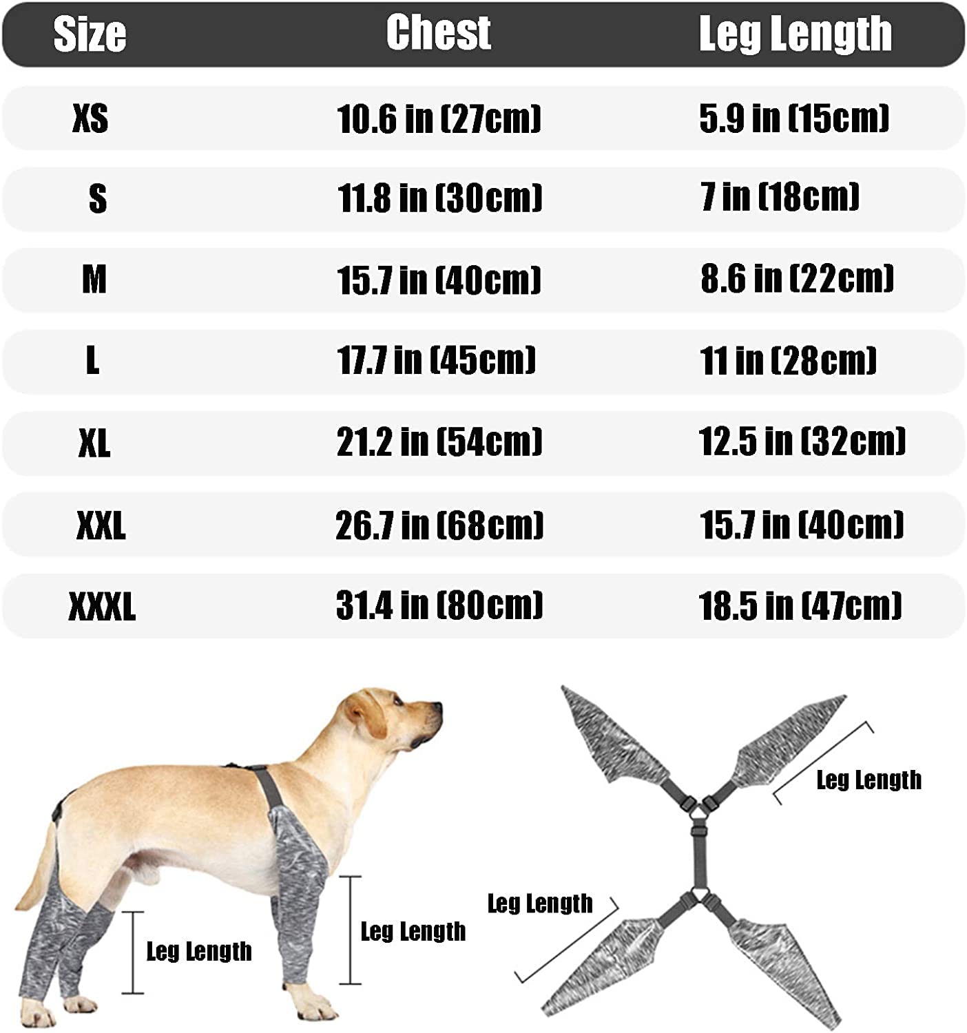 Dog Leggings to Prevent Licking, Pee, Dog Recovery Sleeve, Dog Sleeves for Wounds Front & Back Legs Grey 2X-Large