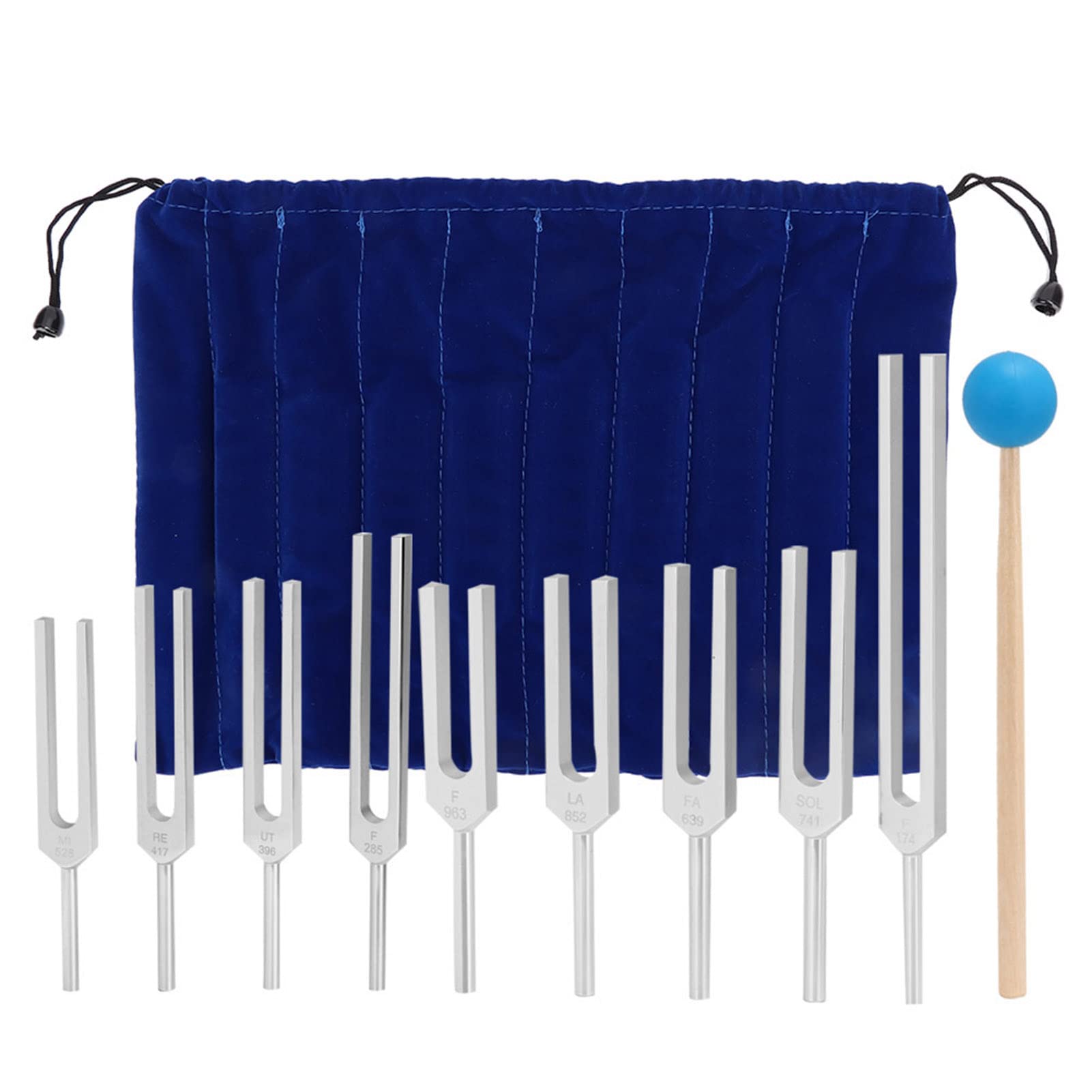 Tuning Fork Set, 9Pcs 174/285/396/417/528/639/741/852/963Hz Chakra Healing Musical Tuning Fork Hammer Set 9Pcs For Tuning Tuning-Devices Instrument Tuner Device