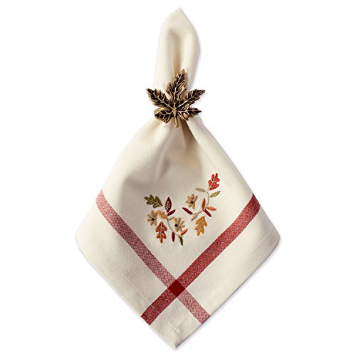 DII Thankful Autumn Collection Fall Tabletop Decoration, Square Napkin Set, 20x20, Falling Leaves, 6 Piece