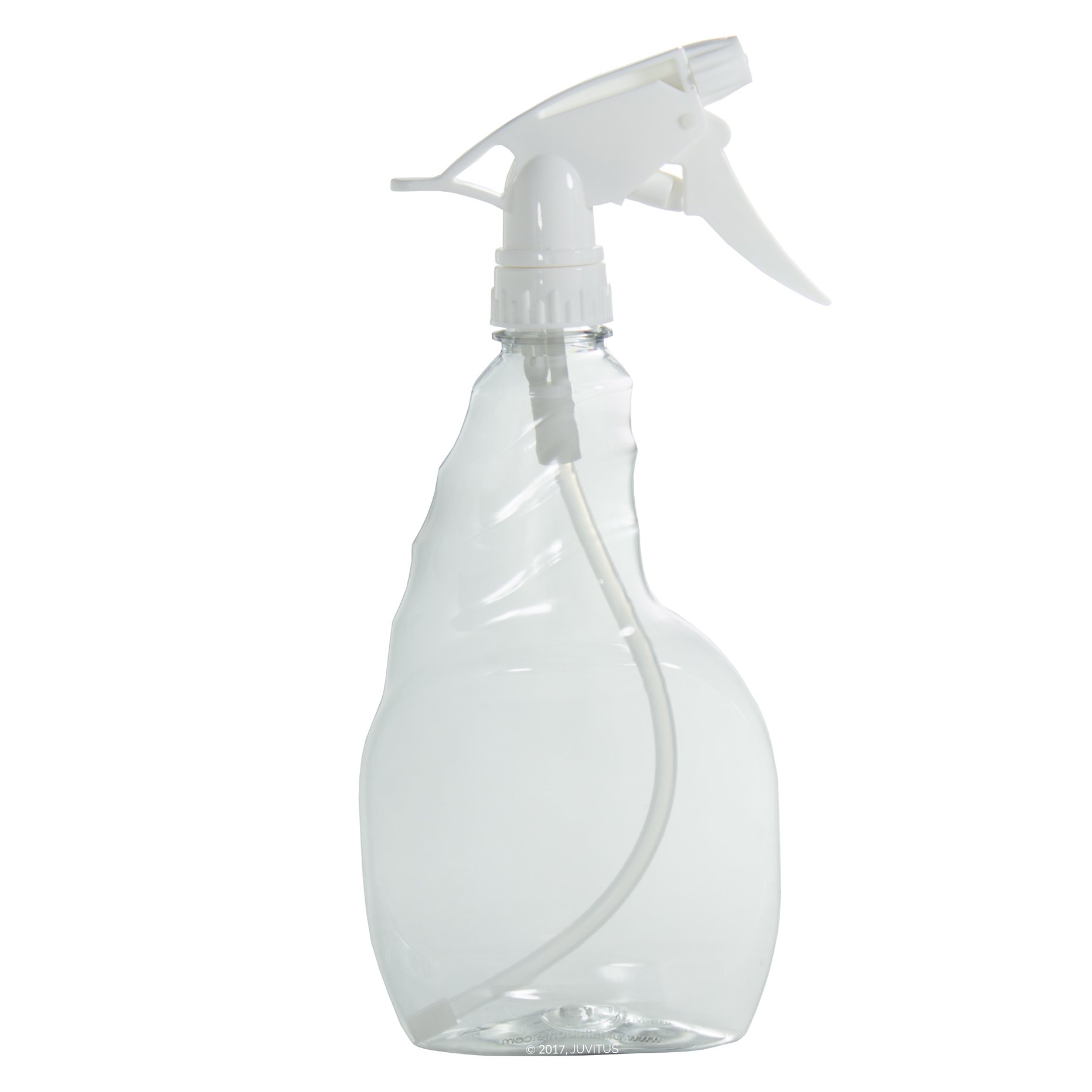 JUVITUS 16 oz Clear Plastic Industrial Heavy Duty Bottle with White Spray (2 Pack) + Labels