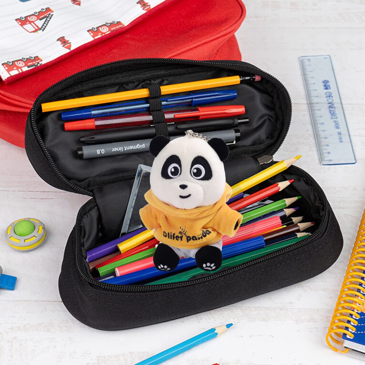 Cute Panda Plush Keychain,with Kawaii Costume Panda Bear Stuffed Animal Keychain,Panda Plushie Keychains for Backpacks,Car,Home Decor,Keychain Charms 4.7in/12cm