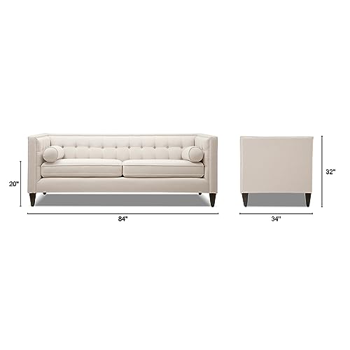 Jennifer Taylor Home Jack 84" Modern Tuxedo Tufted Sofa, Sky Neutral Beige Polyester