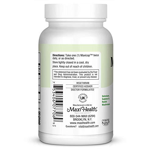 Maxi Health S&S - Selenium, Sulphur & Reishi Mushroom - Heart/Prostate Health - 60 Capsules - Kosher