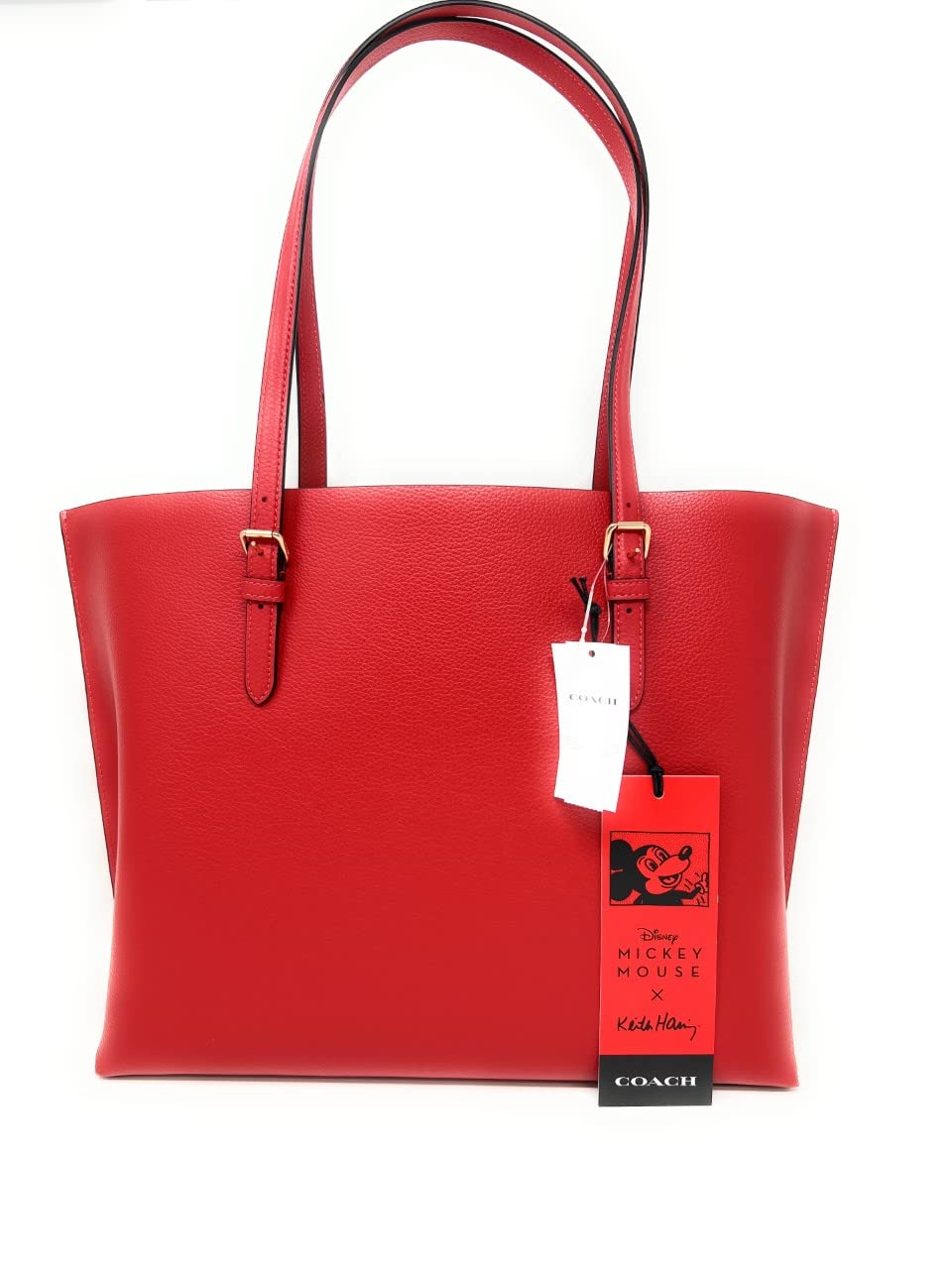 COACH Disney Mickey Mouse X Keith Haring Mollie Tote (Gold/Electric Red Multi)