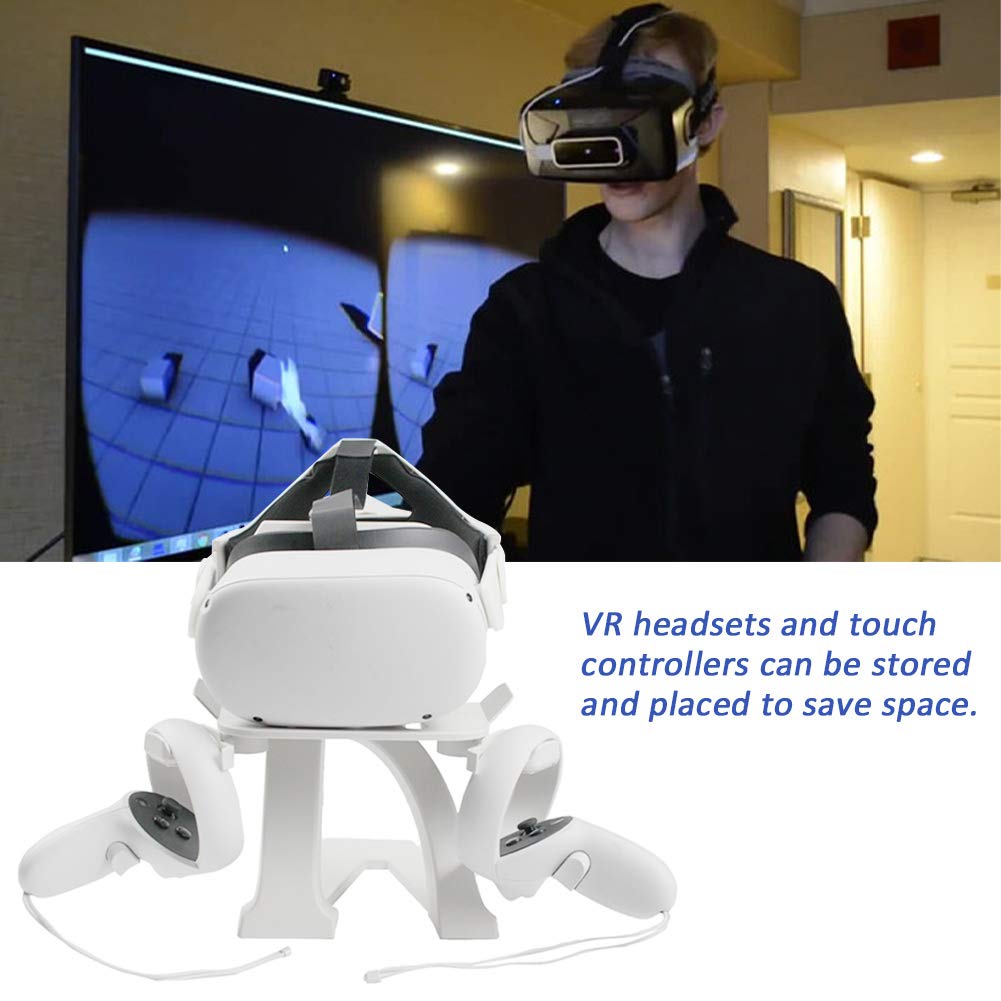 CALIDAKA VR Stand for Oculus Ques t 2, Portable VR Headset Holder Durable VR Headset Holder VR Controller Display Stand with Game Controller Holder for Oculus Ques t 1/2 (Only Stand)