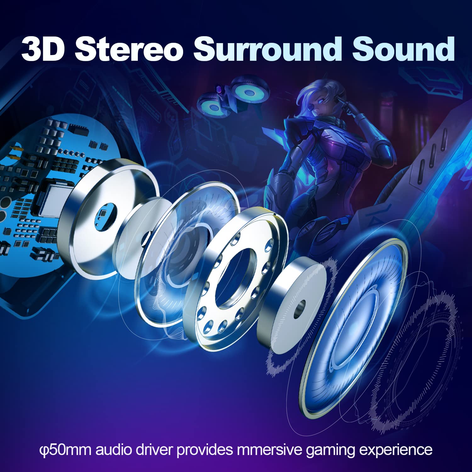 Bluedee Gaming Headsets for PS5 PS4 Xbox Switch, Noise Cancelling Over Ear Headphones with Mic, Bass Surround, Soft Memory Earmuffs for Laptop PC Mac
