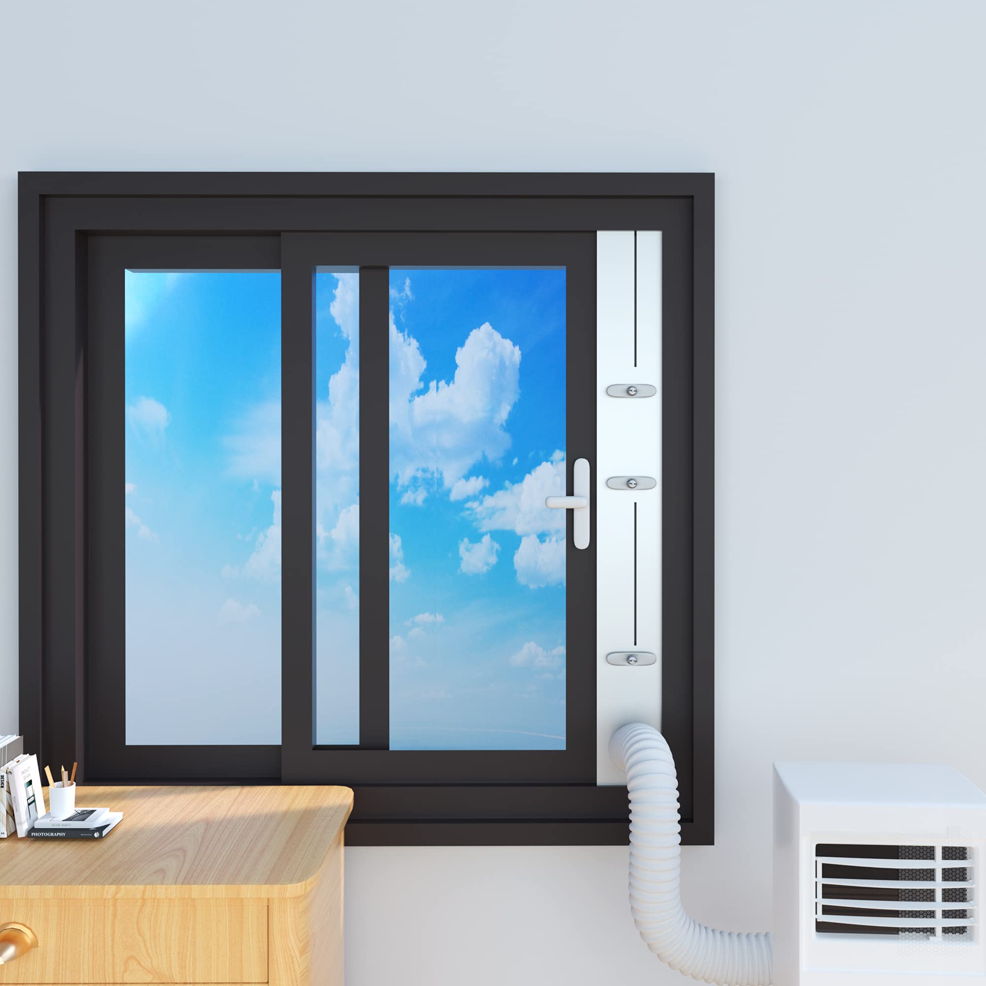 Portable Air Conditioner Window Kit, with Adjustable Window Seal for AC Unit, AC Window Vent Kit, Sliding Window Air Conditioner Kit for Doors Windows and 5.9 inch Diameter Exhaust Hose