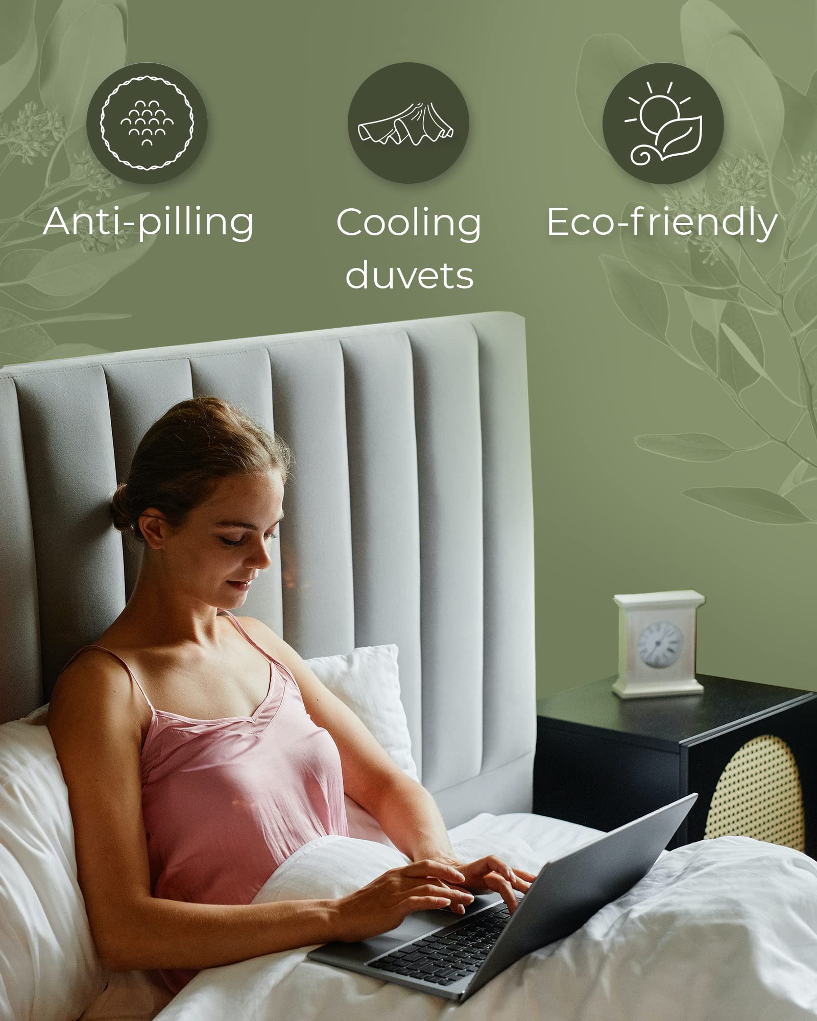 Linenwalas Tencel Lyocell Duvet Cover Set with Deep Pocket Fitted Sheet, Viscose Made from Eucalyptus Soft, Lightweight and Breathable Complete Bedding Set (White, Queen)